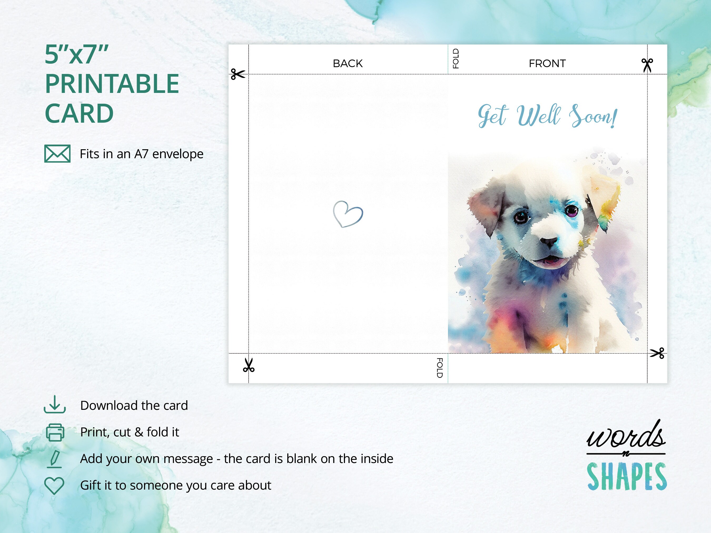 Printable Get Well Soon Card Cute Puppy Greeting Card Dog - Etsy