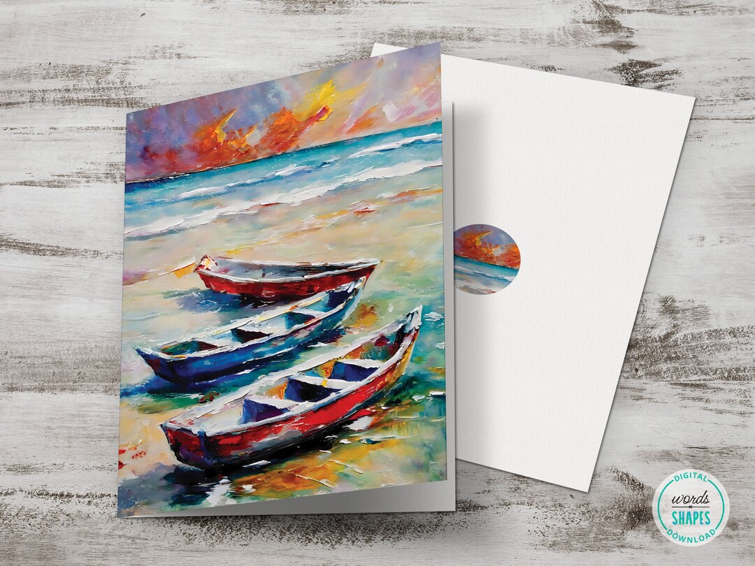 Printable Sea Shore Sunrise Card, Multipurpose Greeting Card, Any ...