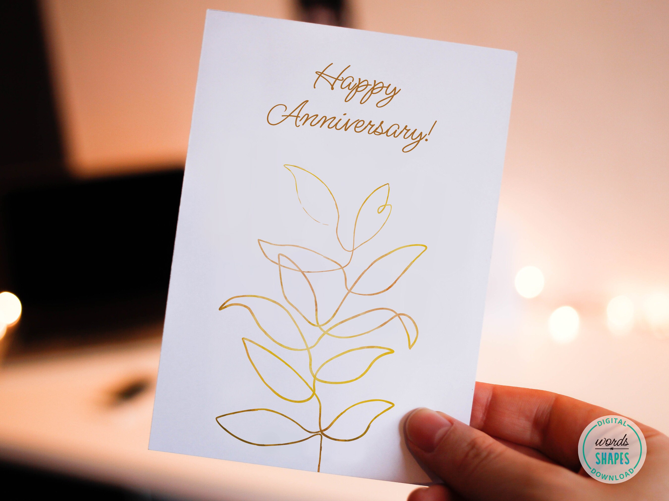 Printable Happy Anniversary Card, Anniversary Greeting Card, Golden ...