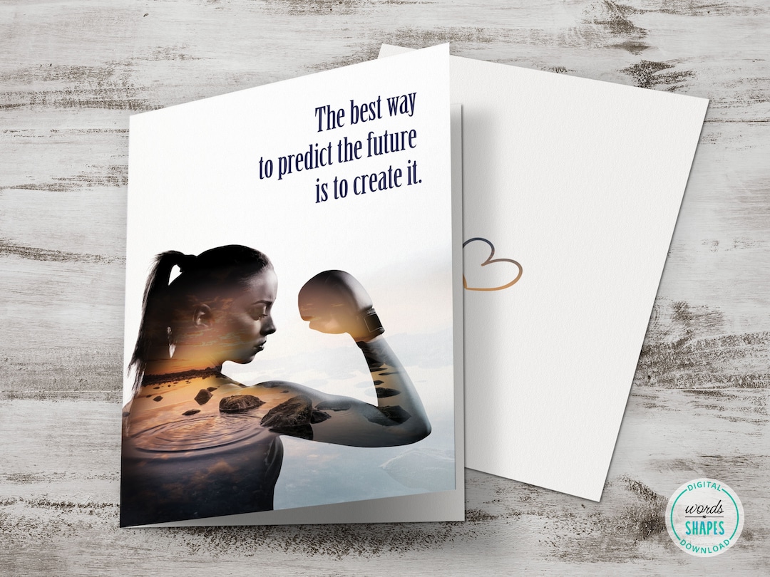 Inspirational Quote Card, Printable Greeting Card, Double Exposure Art ...