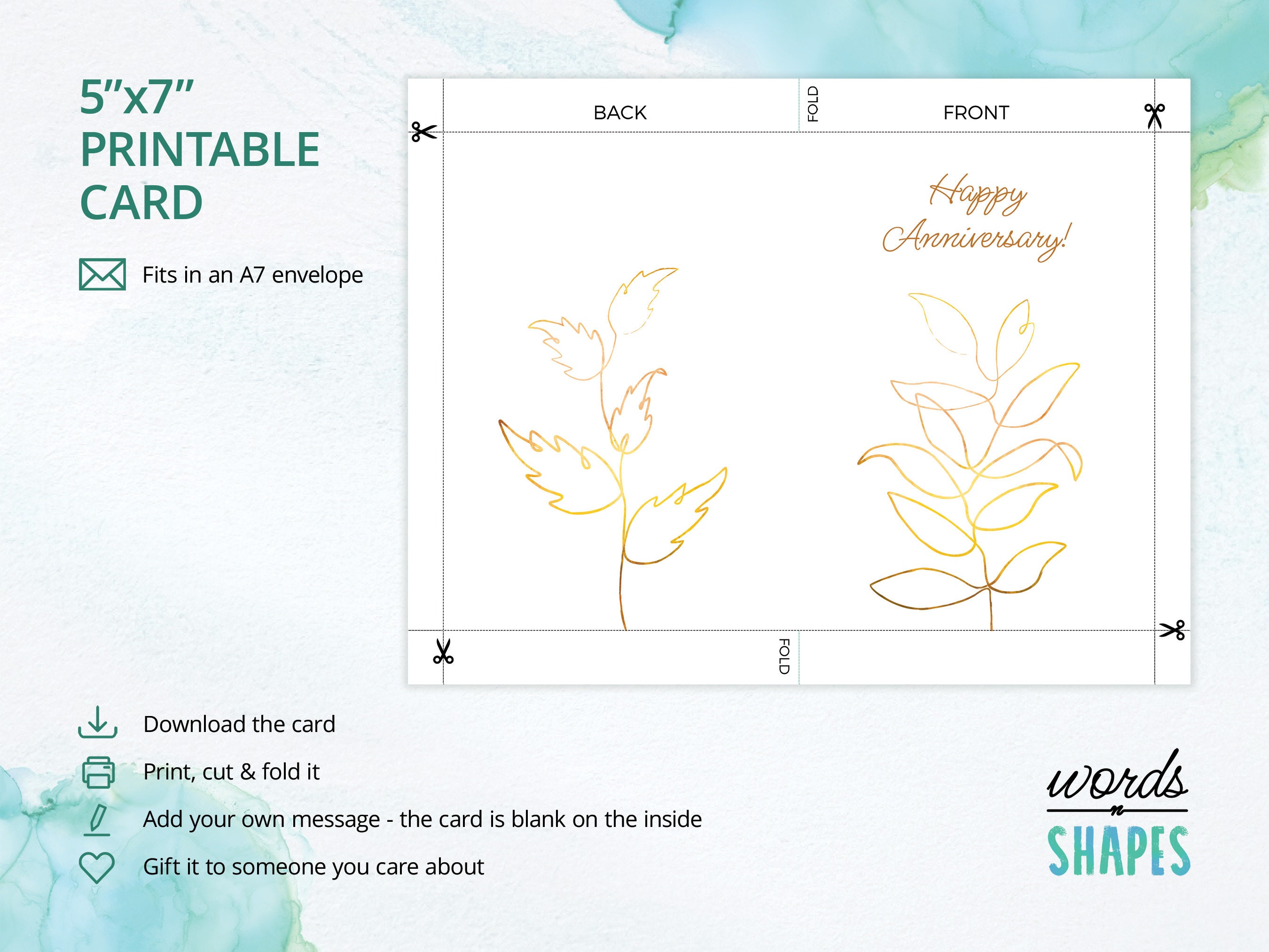 Printable Happy Anniversary Card, Anniversary Greeting Card, Golden ...