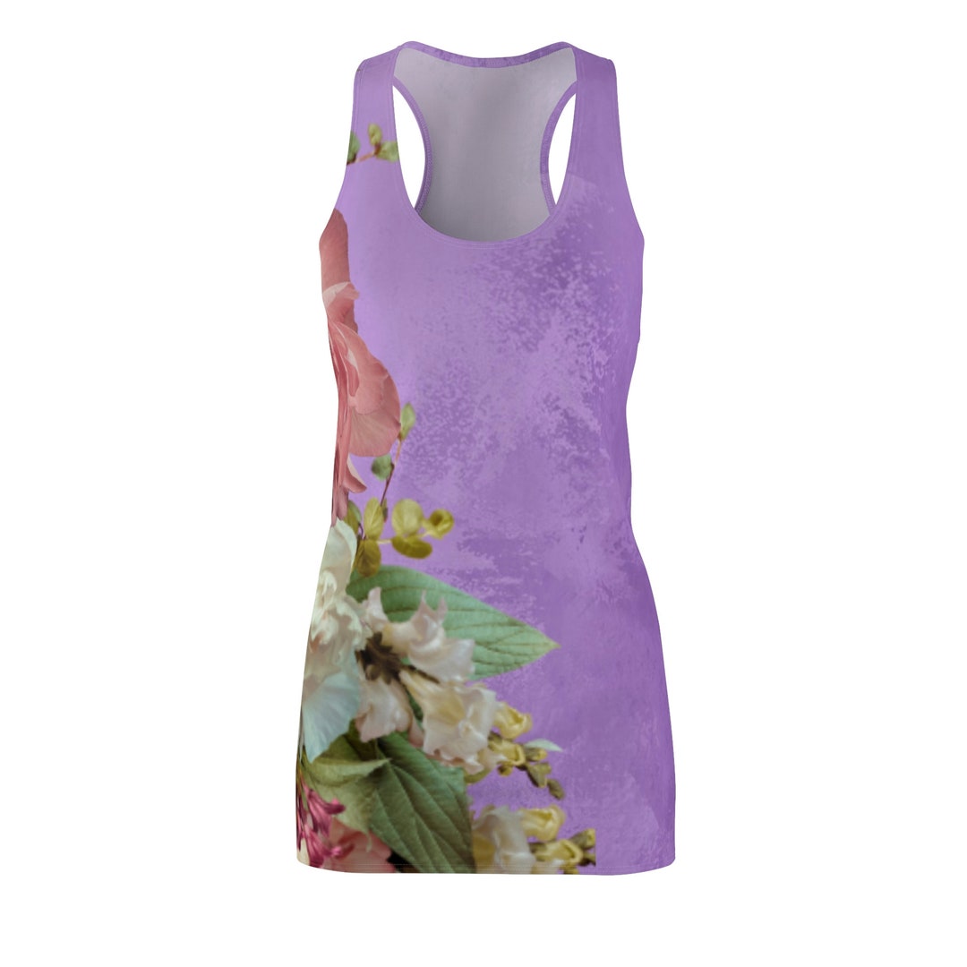 Ladies Purple Floral Dress, Womans Dress, Party Dress, Spring Summer ...