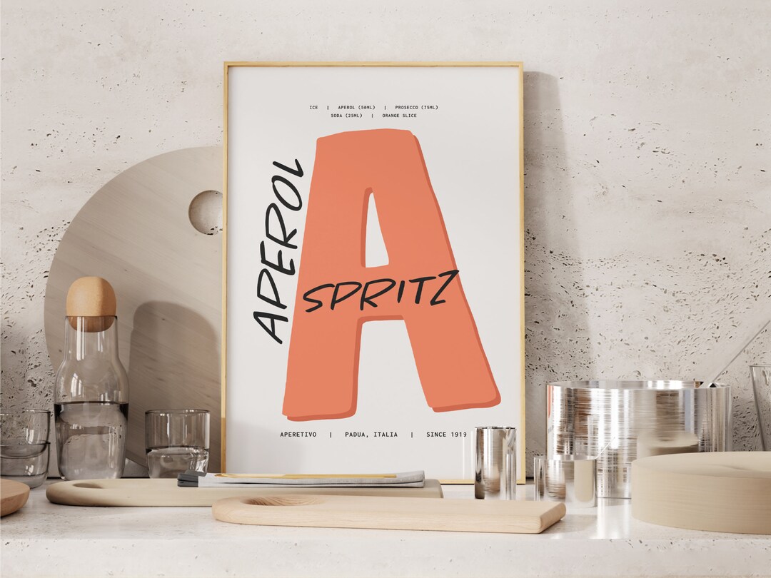 Aperol Spritz Print, Modern Cocktail Art, Letter A Poster, Cocktail ...
