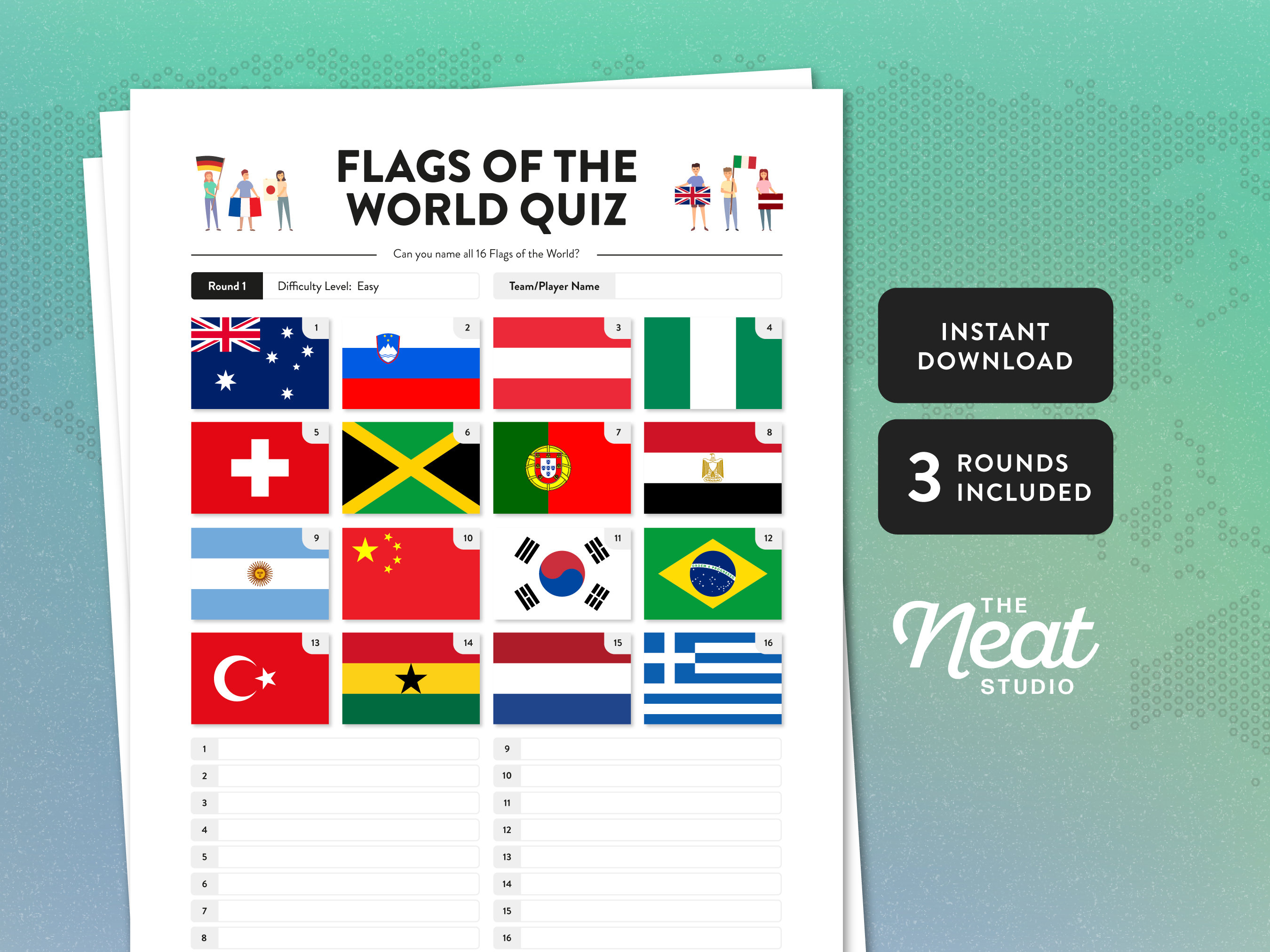 Flags of the World Quiz Instant Download Printable at Home - Etsy Australia