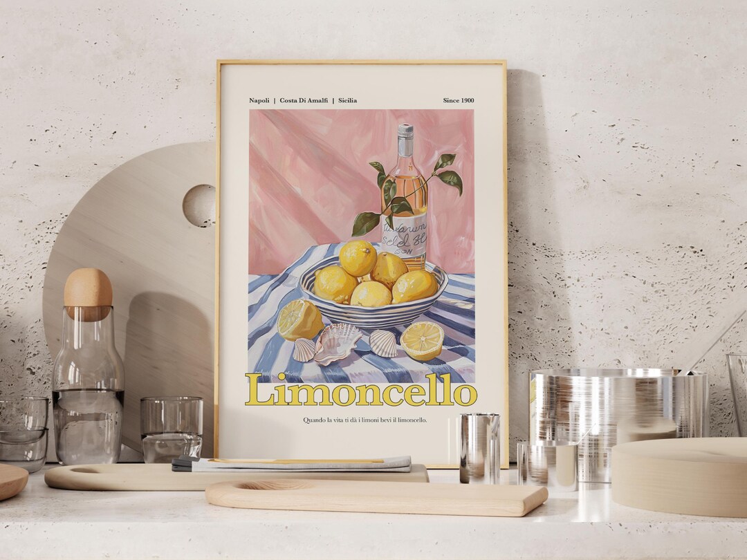Limoncello Print, Italian Art, Lemons Print, Italian Wall Art, Digestif ...