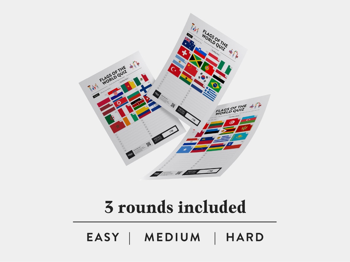 Flags of the World Quiz | Instant Download | Printable at Home | Three ...