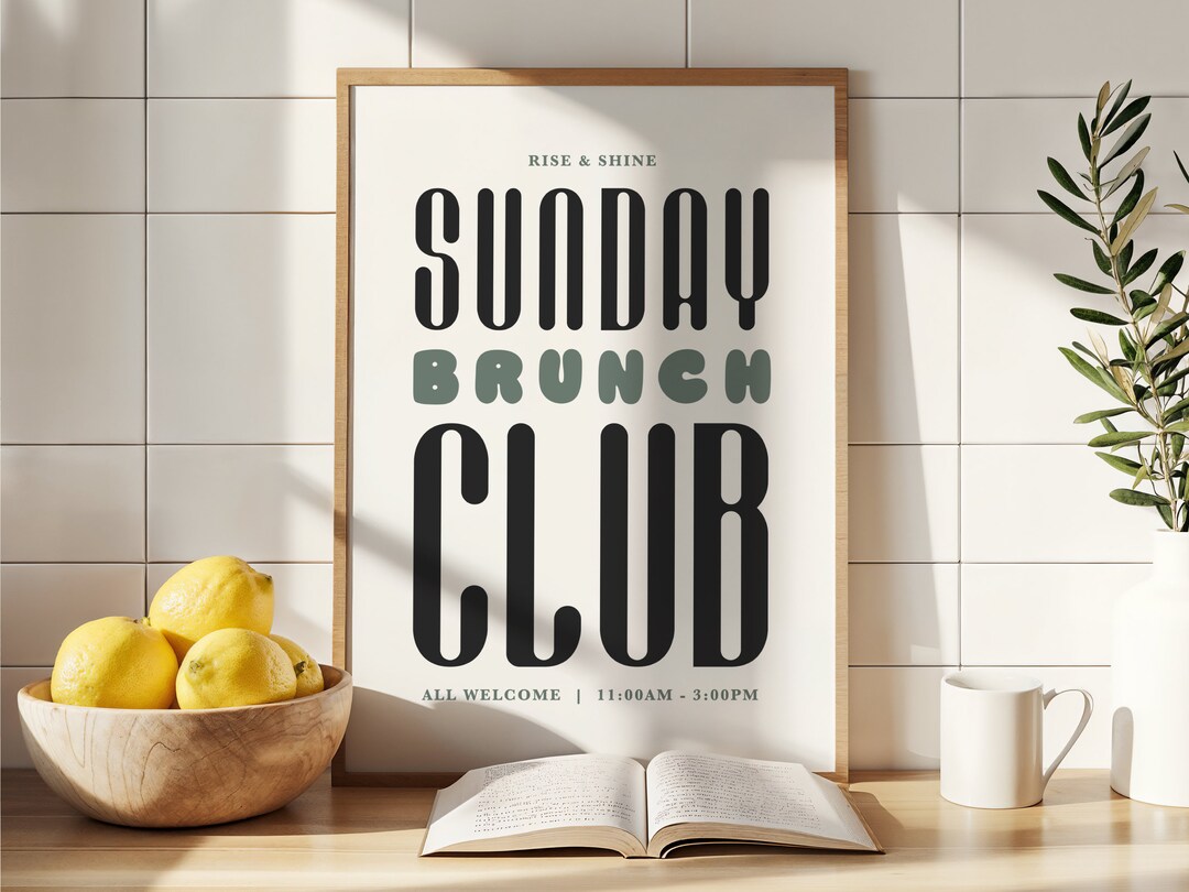 Brunch Club Print, Unframed Brunch Poster, Bruch Print, Kitchen Decor ...