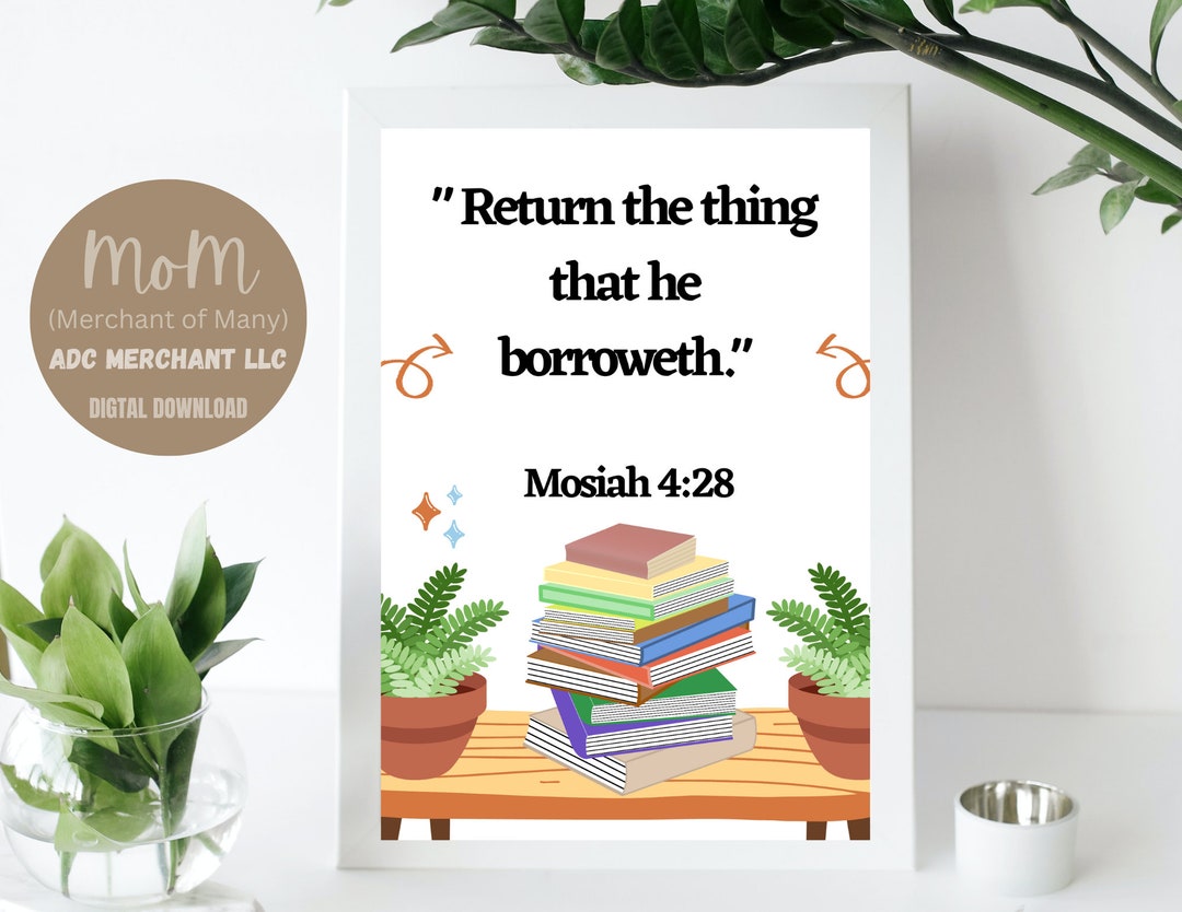 Library Poster, Digital Wall Art Print, Return the Thing That He ...