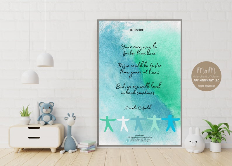 Positive Affirmation Wall Art, Your Race Maybe Faster Than Mine but We ...