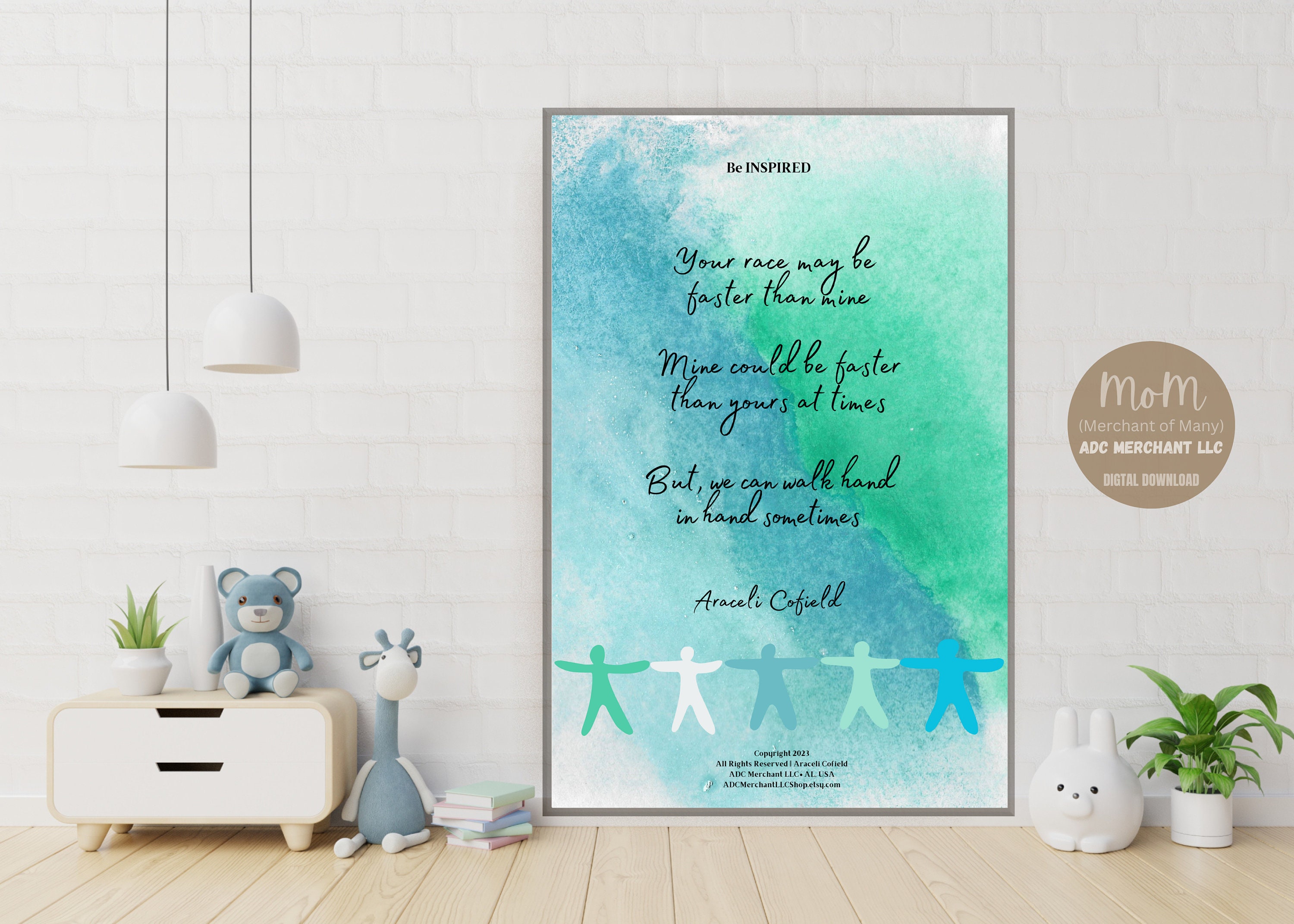 Positive Affirmation Wall Art, Your Race Maybe Faster Than Mine but We ...
