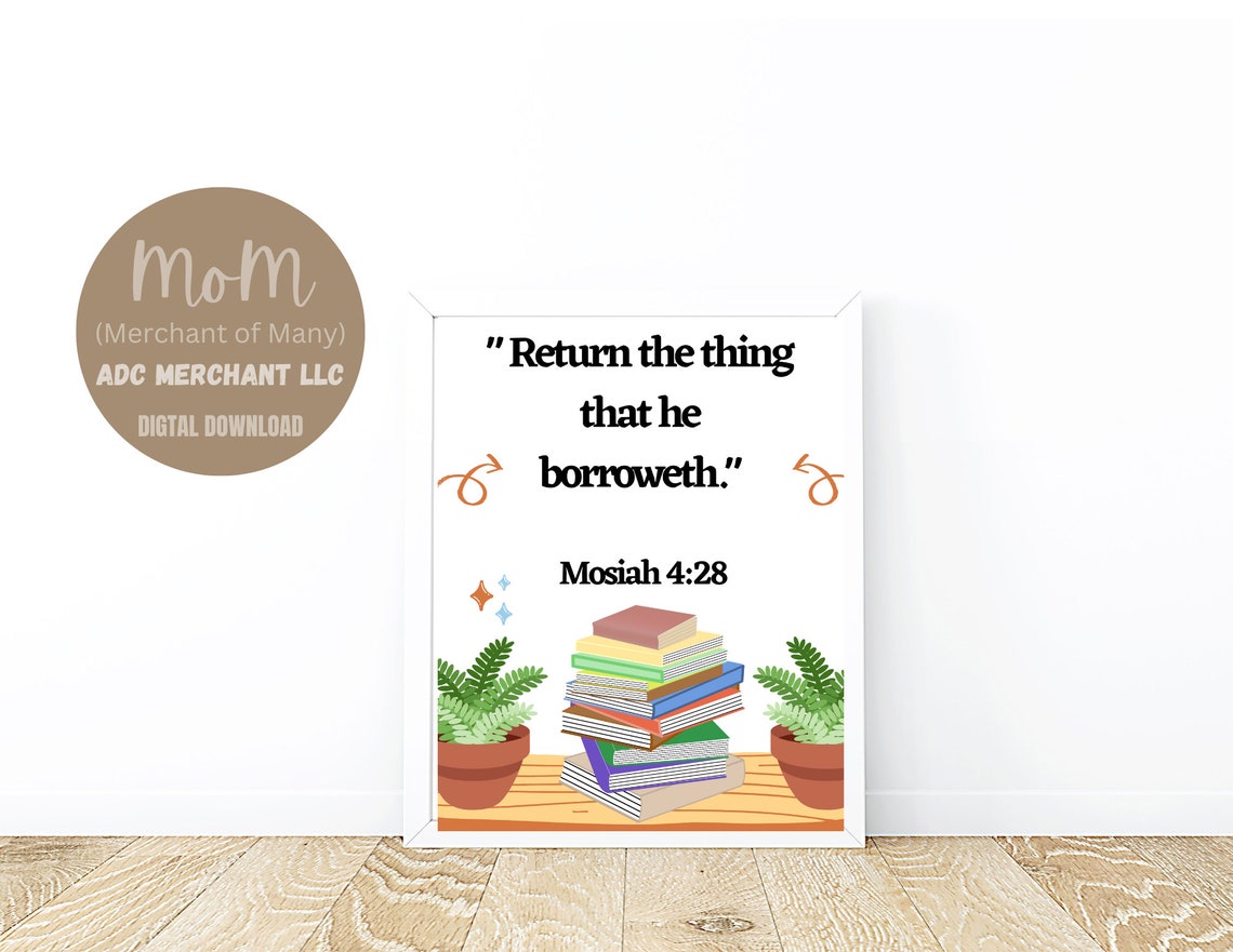 Library Poster, Digital Wall Art Print, Return the Thing That He ...