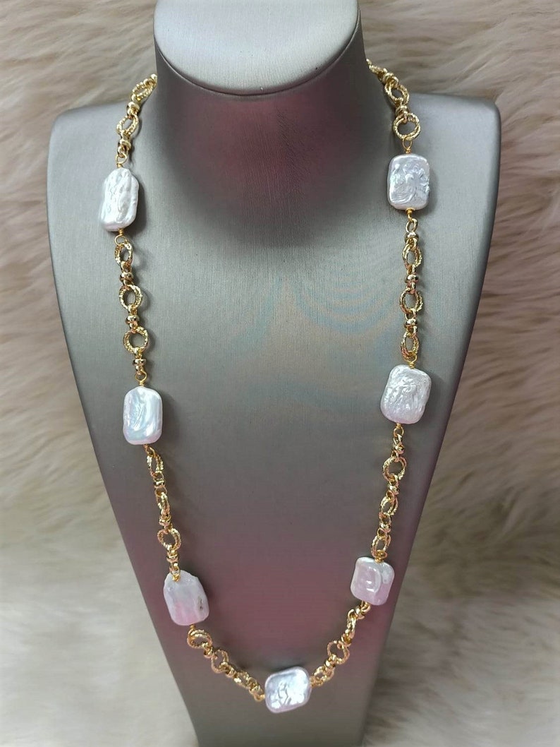 Lustrous Keshi Pearl and Chain Necklace Perfect Gift for Occasions - Etsy