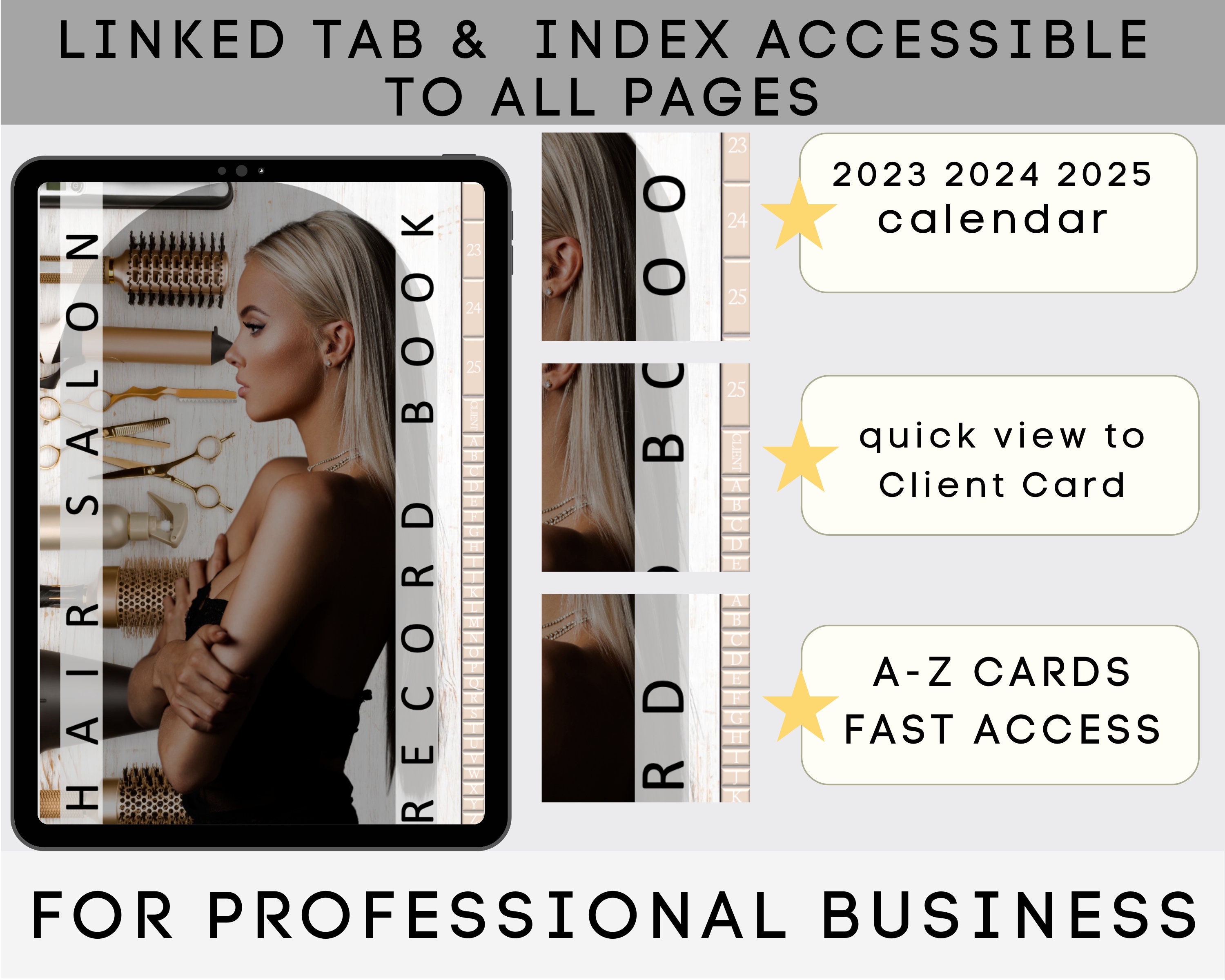 Digital Hair Stylist Appointment Book Hair Salon Client Record Book ...