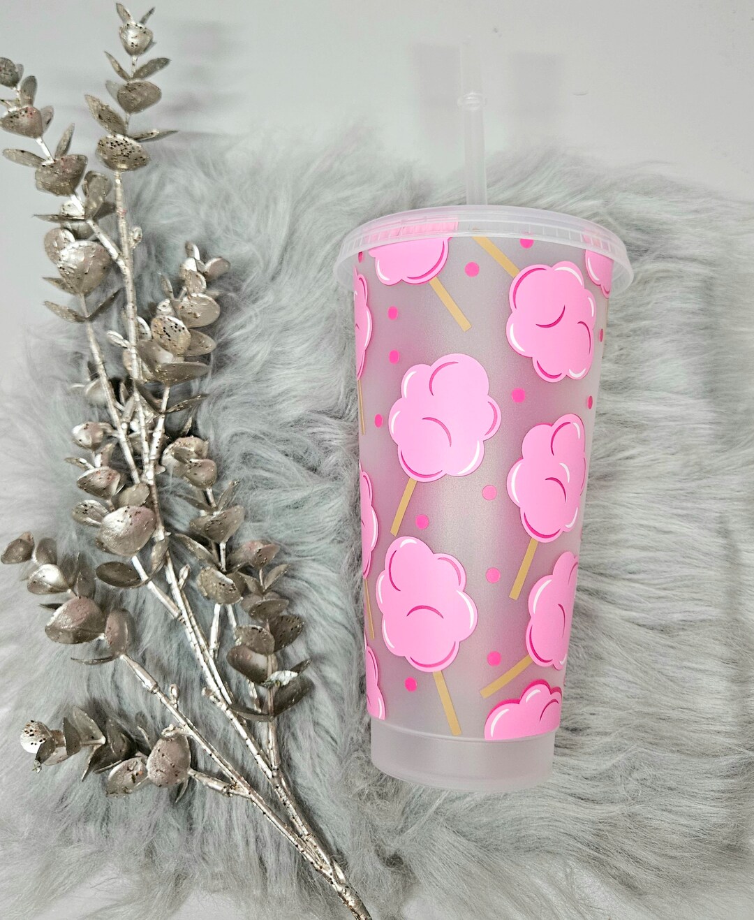 Cotton Candy Cold Cup, 24oz Cold Cup With Straw, Iced Coffee Cup, Cute ...