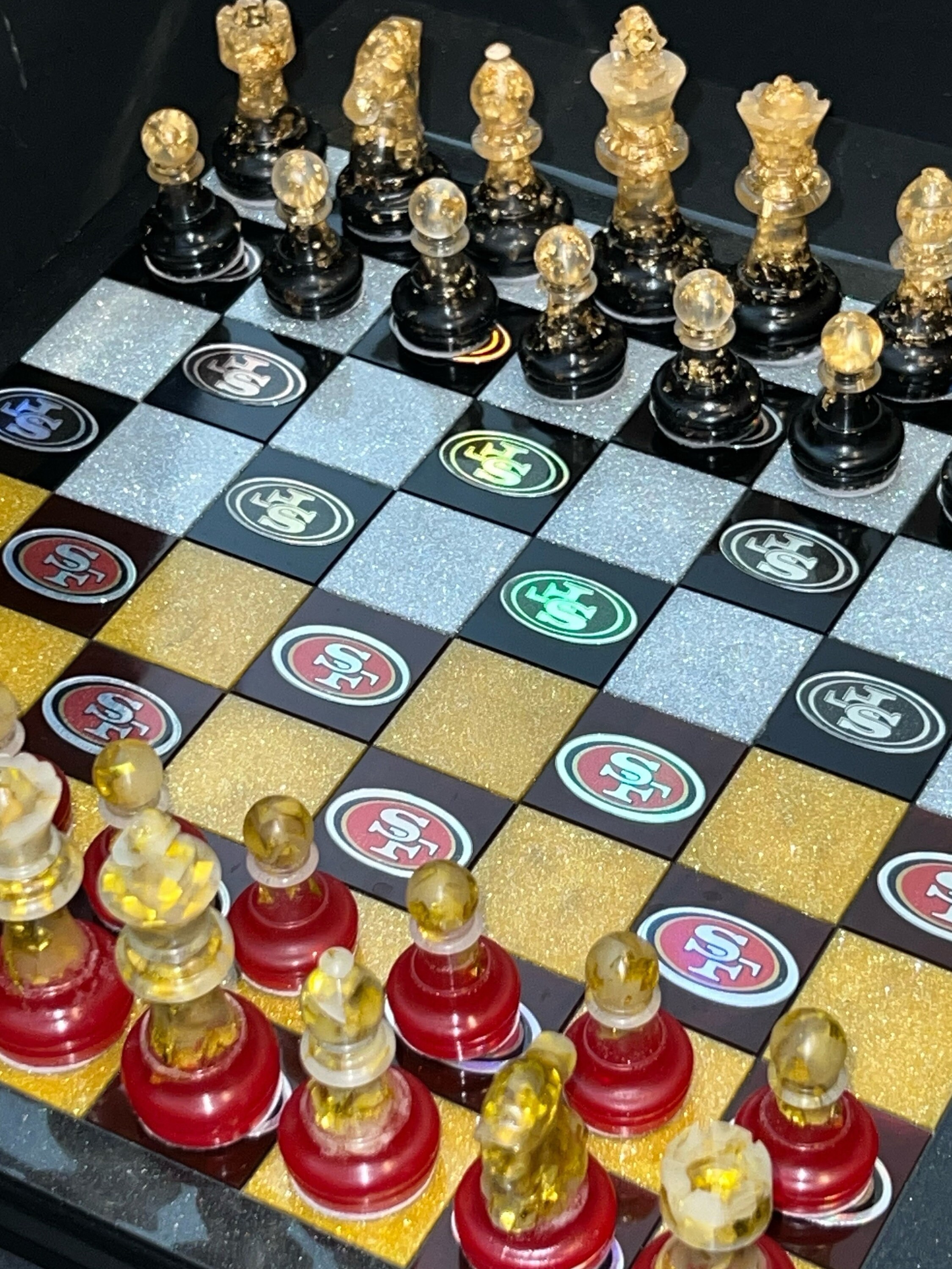 NFL 2 in 1 Chess/ Checker Board Game Set Charcuterie Tray ...