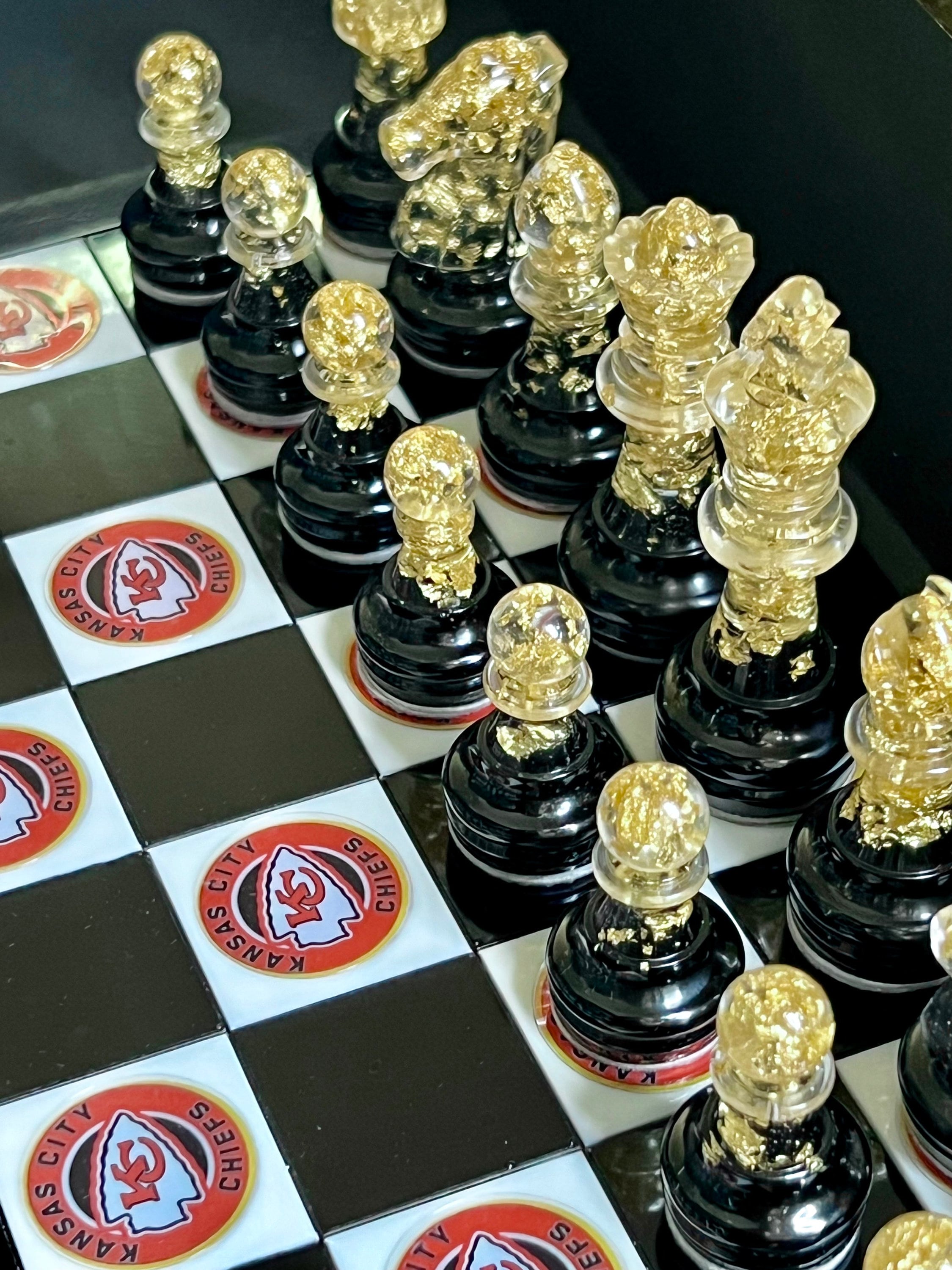 NFL 2 in 1 Chess/ Checker Board Game Set Charcuterie Tray ...