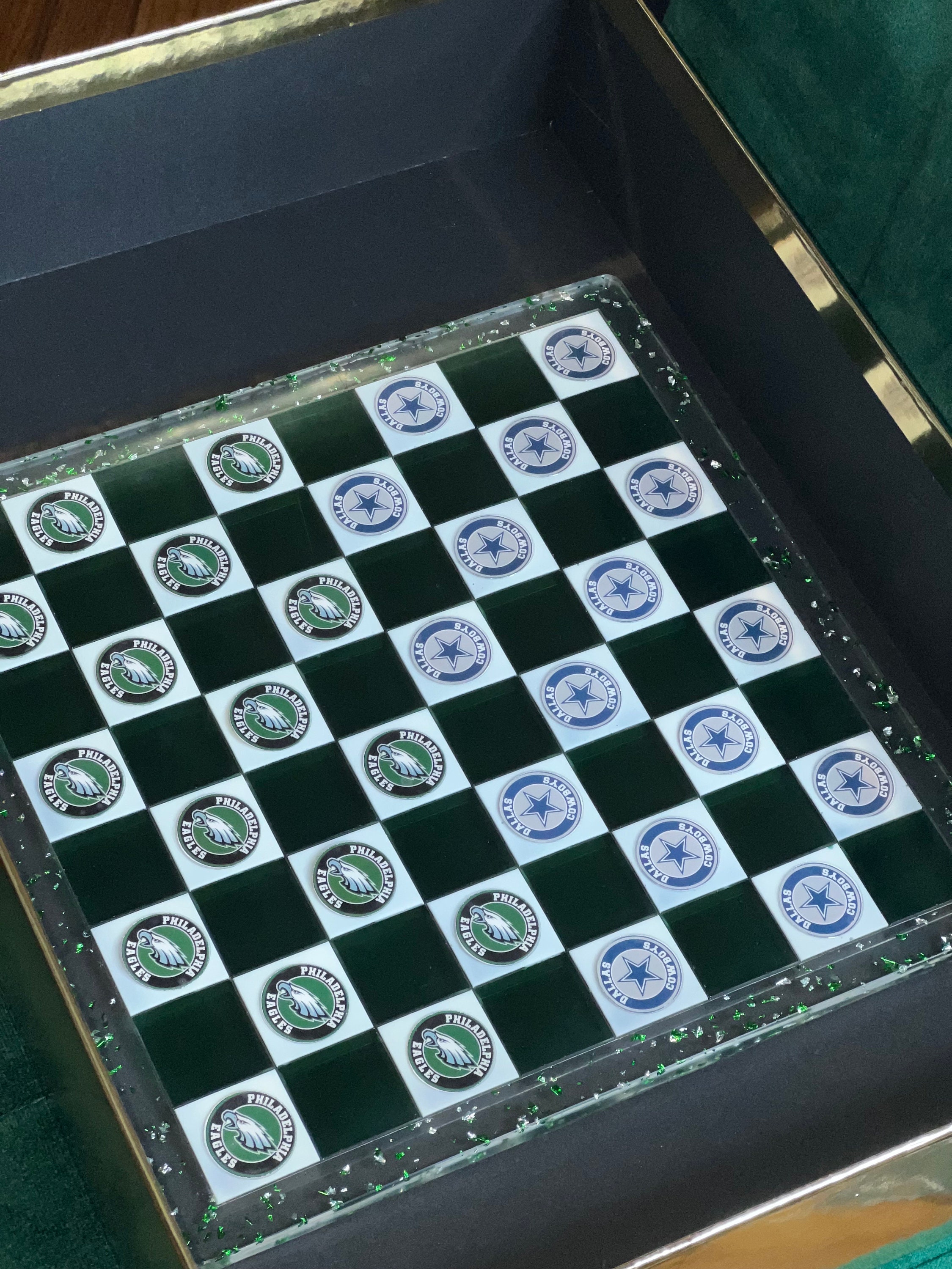 NFL 2 in 1 Chess/ Checker Board Game Set Charcuterie Tray ...