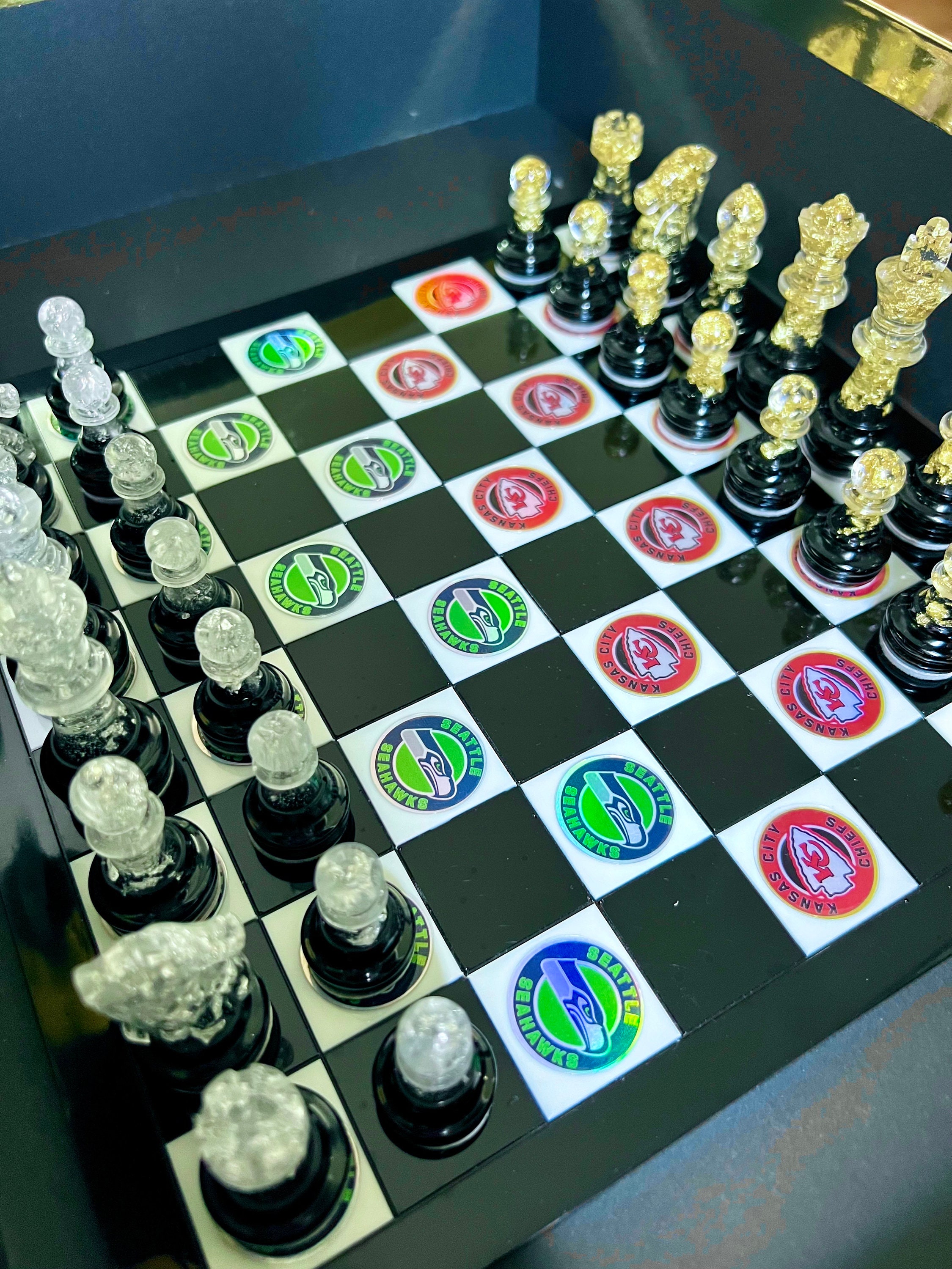 NFL 2 in 1 Chess/ Checker Board Game Set Charcuterie Tray ...