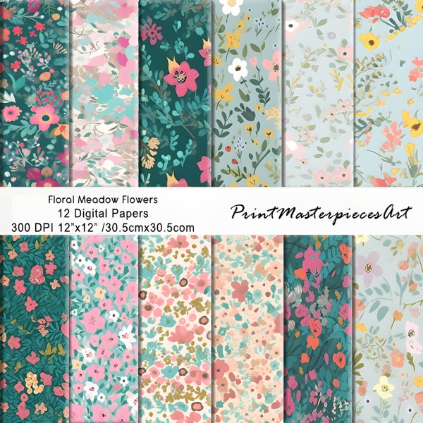Flower Digital Paper - Etsy