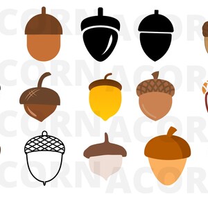 Acorn SVG Bundle: Oak Nut Clipart, Cut Files (digital Download) - Etsy
