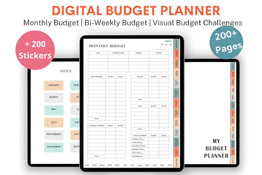 Hyperlinked Digital Budget Planner: Finance Tracker With Stickers ...