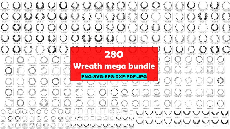 280 Wreath Svg Bundle | Floral Wreath Bundle | Laurel Wreath Svg ...