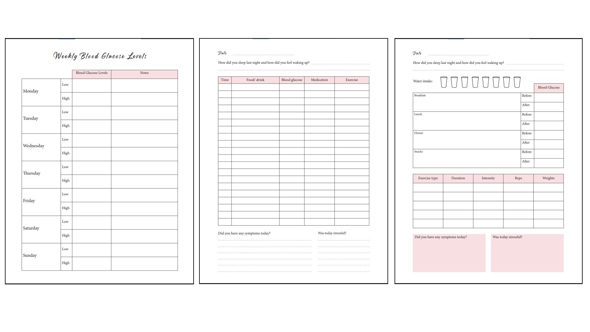 Printable Diabetes Journal Tracker, Blood Sugar Log Printable, Blood ...