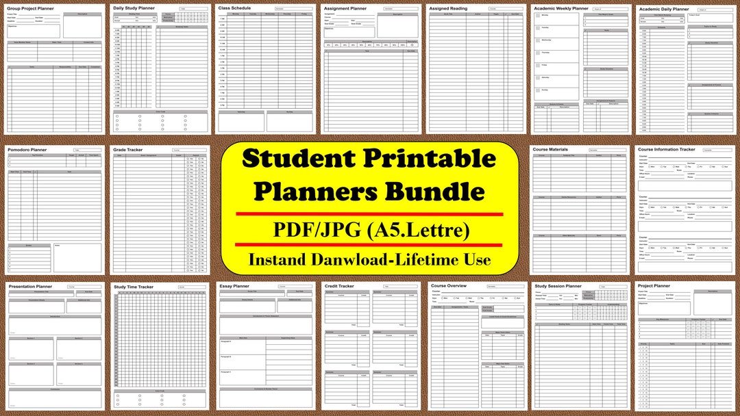 Daily, Weekly, & Monthly Student Planner Pages, Printable Student ...