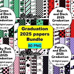 Graduation 2025 Digital Paper Bundle: Scrapbook Backgrounds (160 PNG ...