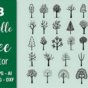 Doodle Tree Set | Doodle Tree Svg Clipart | Jungle Tree Clipart | Tree ...