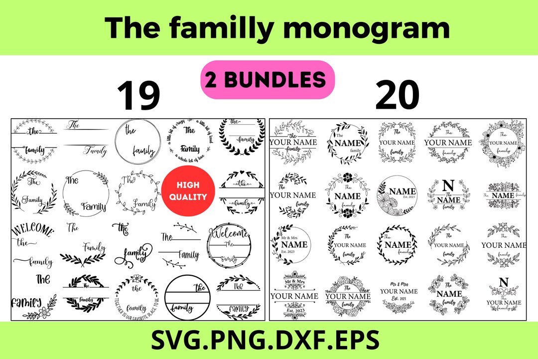 Family Name Monogram SVG Bundle, Monogram SVG, Split Monogram Svg ...