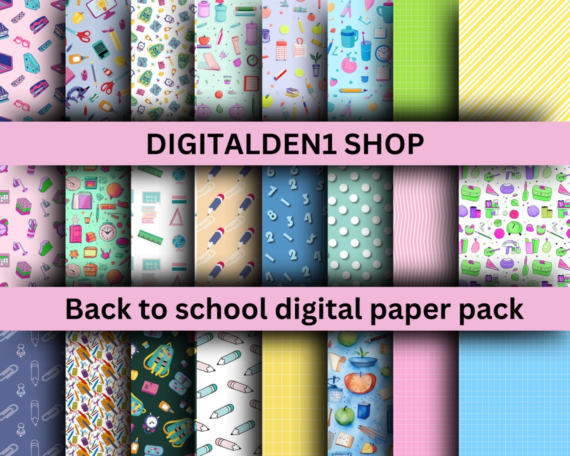 Back to School Digital Paper: Teacher Patterns, School Backgrounds (JPG ...