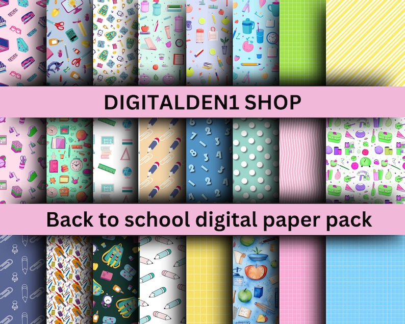 Back to School Digital Paper: Teacher Patterns, School Backgrounds (JPG ...