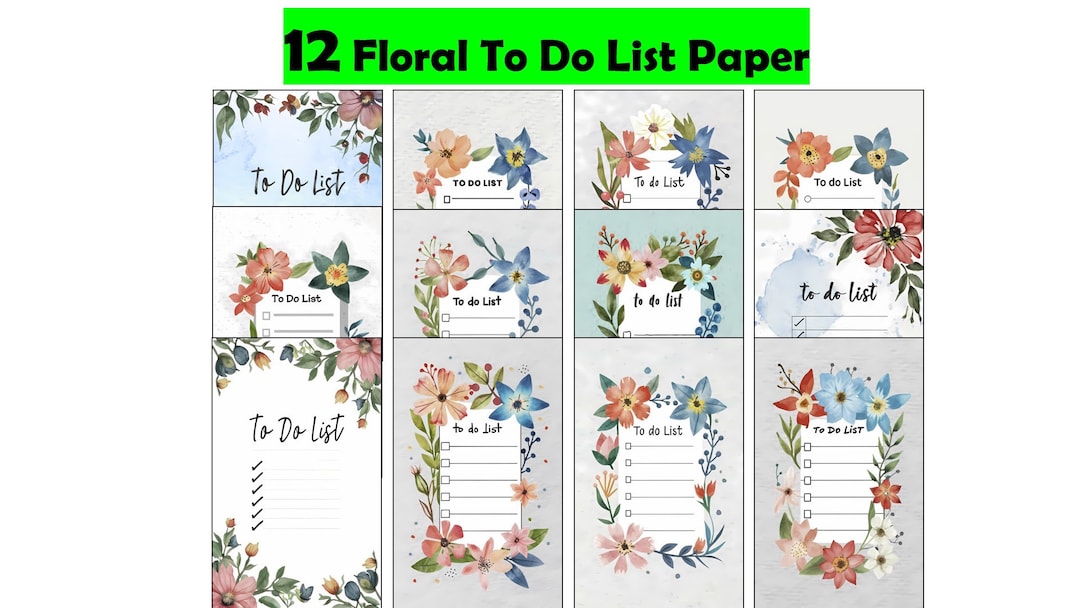 Floral to Do List Printable to Do List Bundle to Do List Planner Page ...