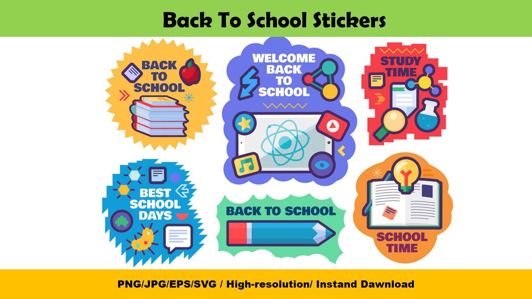 School Clipart Set, Back to School Stickers Set, Art Supplies Clipart ...