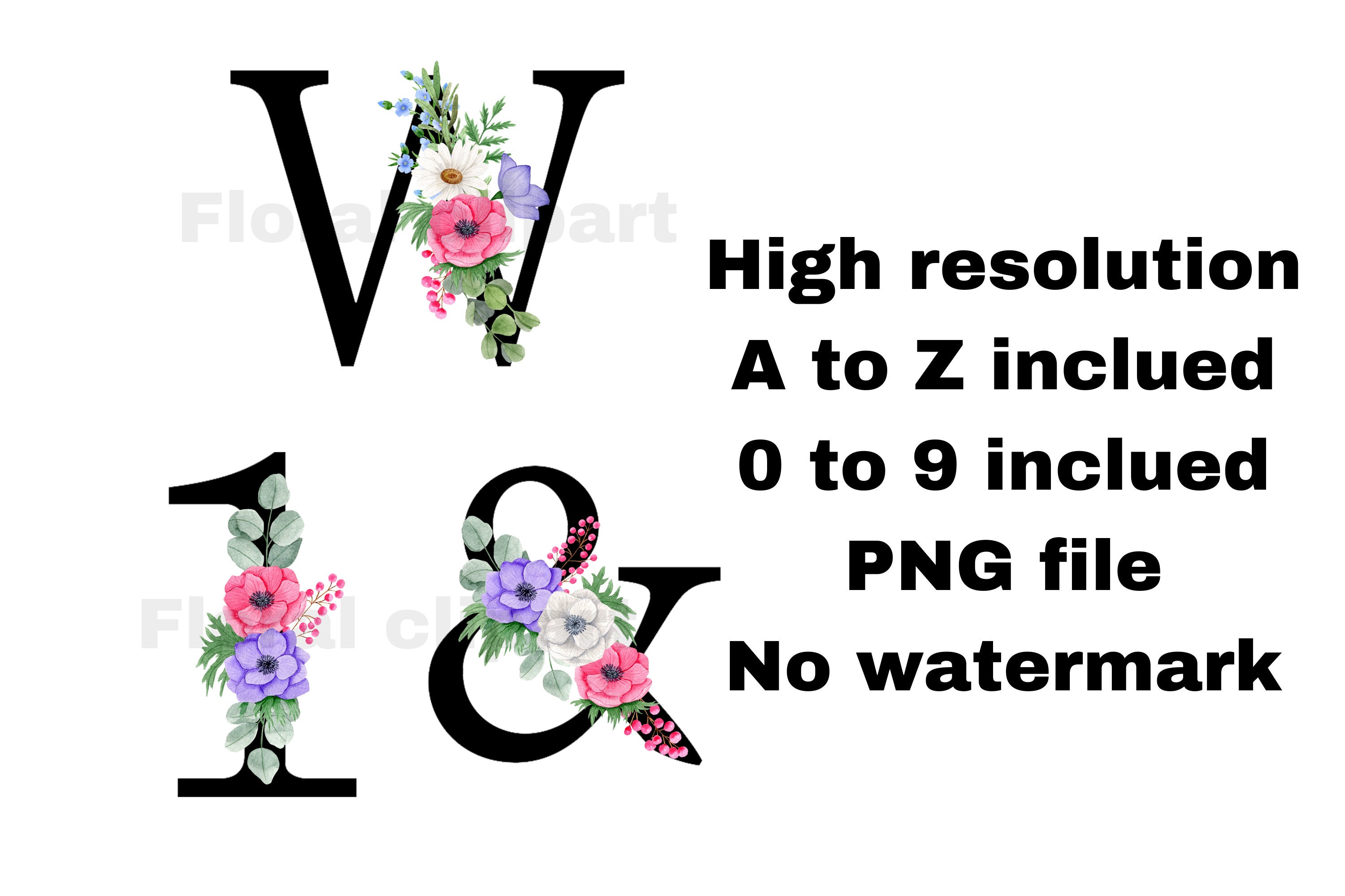 Floral Letters Png, Floral Numbers Png, Wildflowers Png, Flower ...