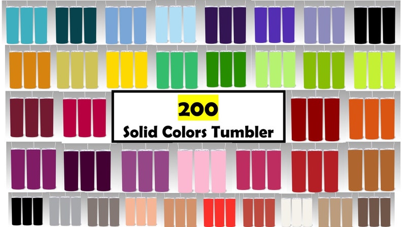200 Solid Color Tumbler Wrap Bundle, Solid Color PNG, Basic Color ...