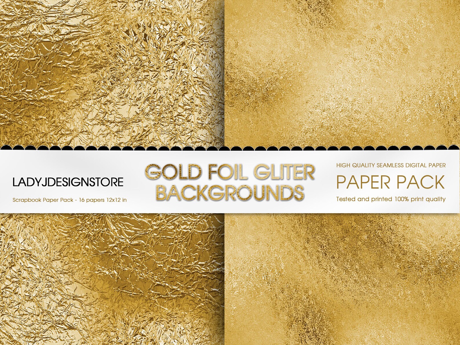 Gold Foil Glitter Digital Paper, Gold Digital Texture Paper Yellow Gold ...