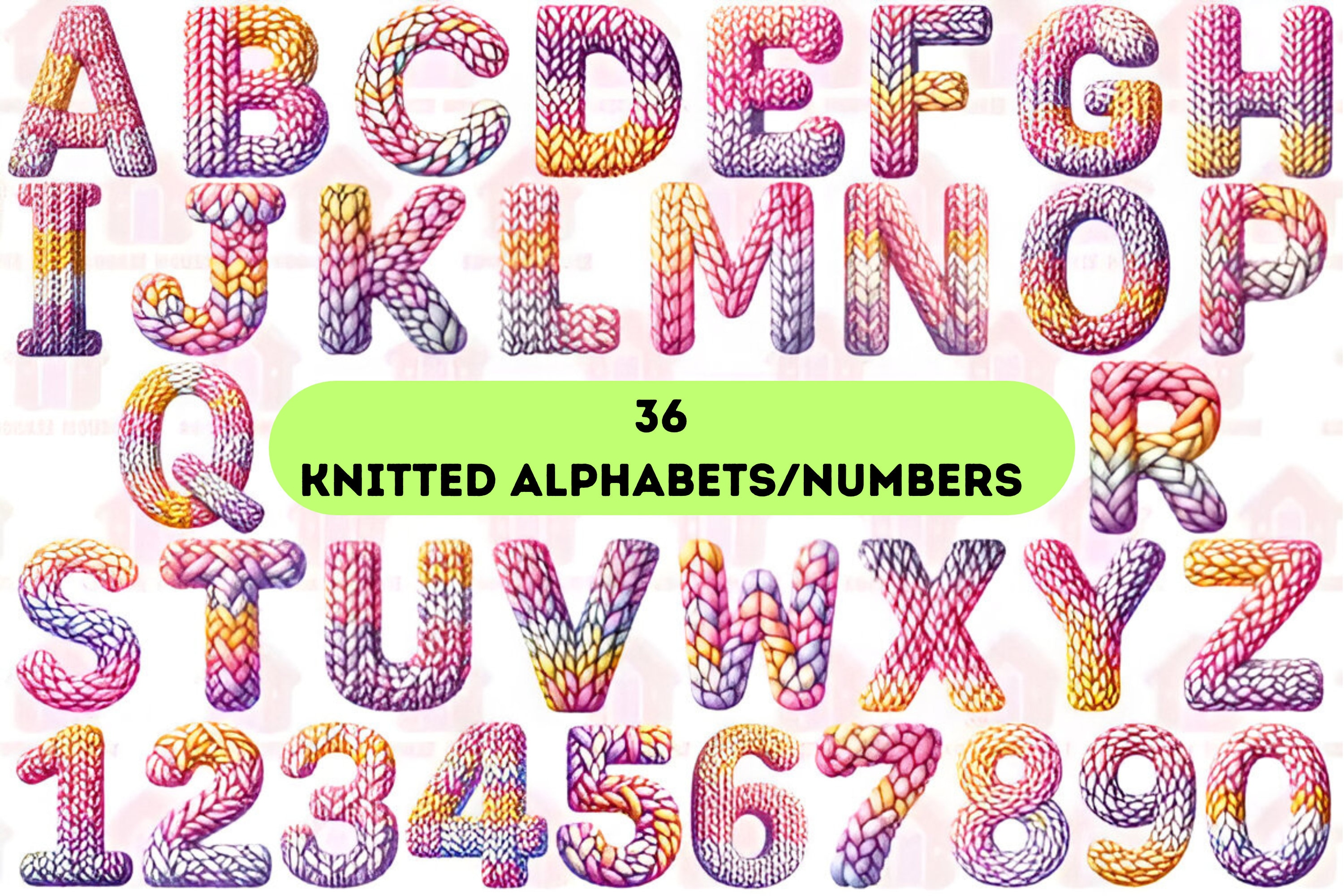 Knitted Alphabet Sublimation PNG, Alphabet Knitting Clipart, Letter ...