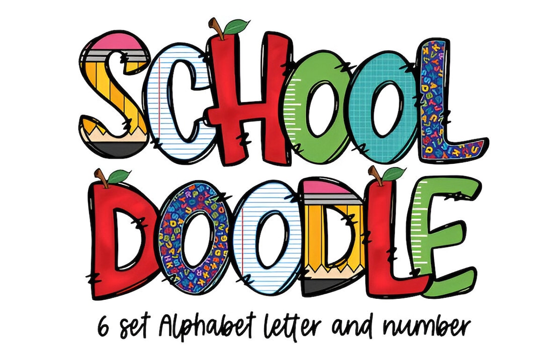 Doodle Alphabet PNG Clipart: Back to School Letters & Numbers (digital ...