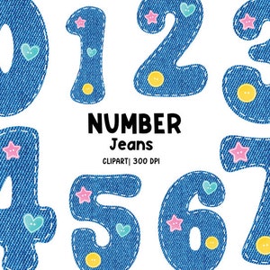Number Jeans Clipart, Clipart Numbers, Numbers Bundle, Numbers 0 to 10 ...