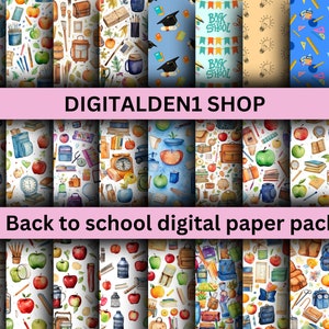 Back to School Digital Paper: Teacher Patterns, School Backgrounds (JPG ...