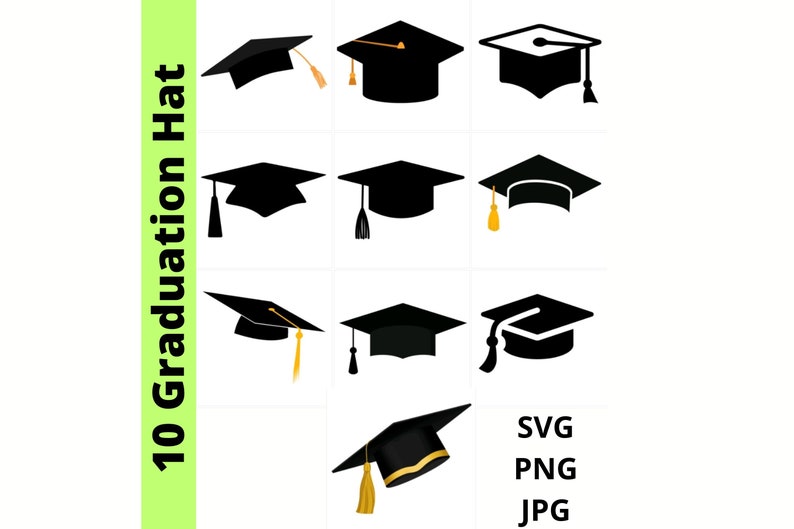 Graduation Cap SVG, Graduation Hat SVG, Graduate Clipart Silhouette ...