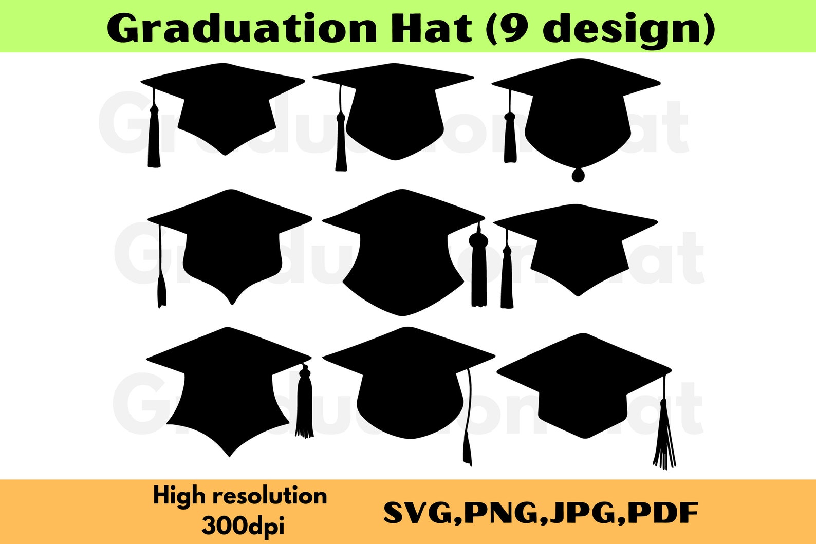 Graduation Cap SVG, Graduation Hat SVG, Graduation Clipart, Silhouette ...