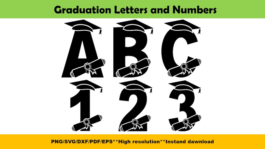Graduation Letters and Numbers SVG PNG: Graduation Cap 2025 (digital ...