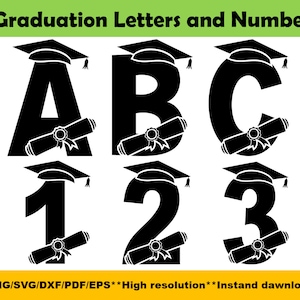 Graduation Letters and Numbers SVG PNG: Graduation Cap 2025 (digital ...