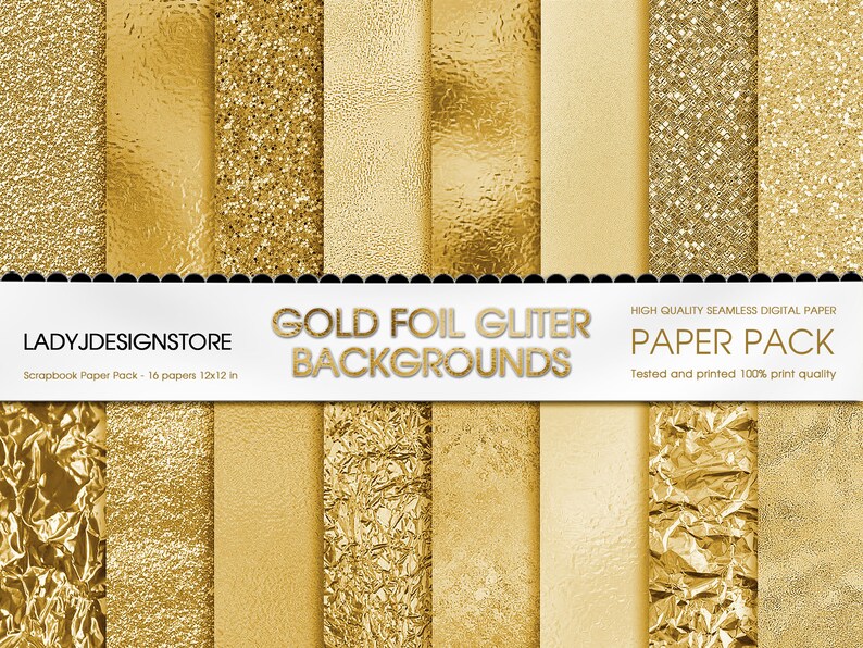 Gold Foil Glitter Digital Paper: 12x12 Texture Backgrounds (JPEG) - Etsy