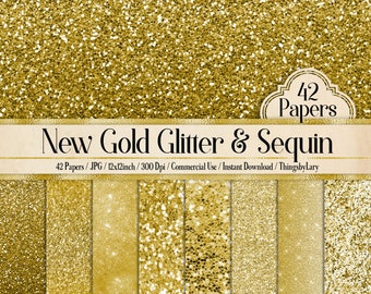 Gold Foil Glitter Digital Paper, Gold Digital Texture Paper Yellow Gold ...
