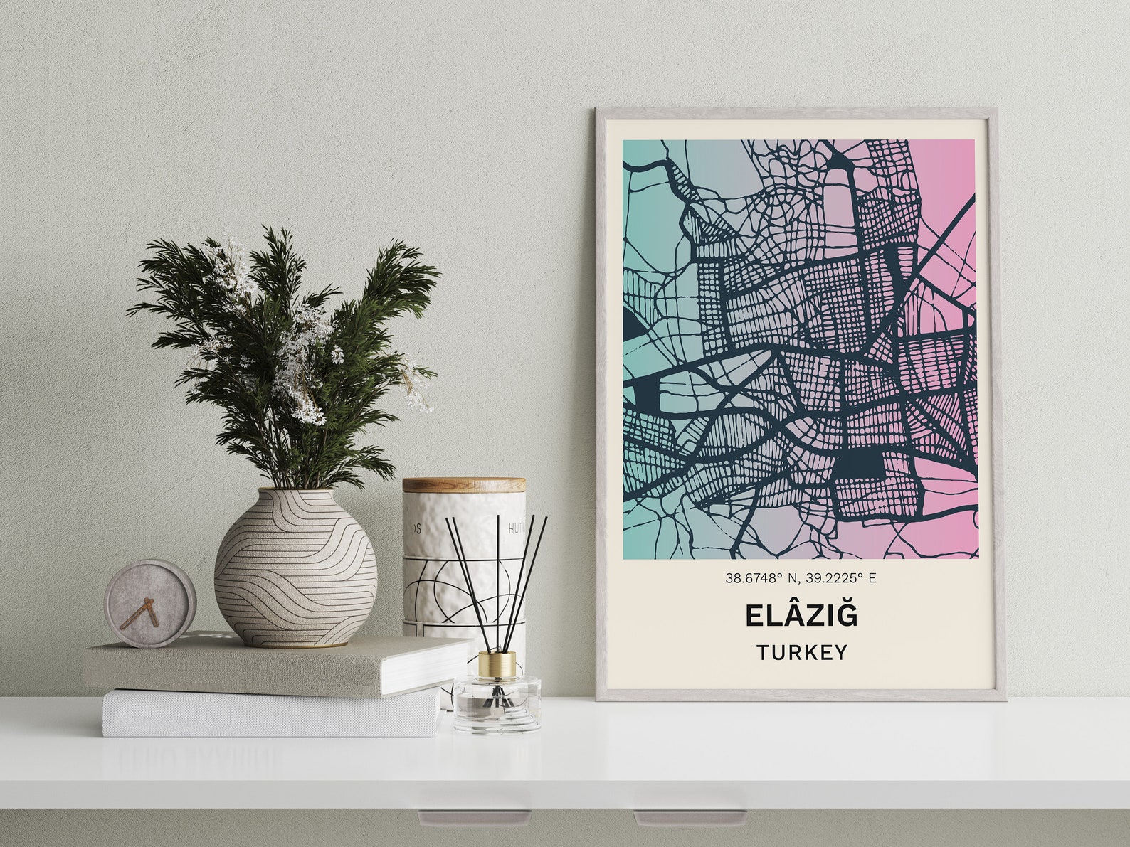 City Map Print, City Map Poster, Elazig Map, Elazig Print, Elazig Wall ...