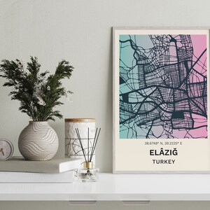 City Map Print, City Map Poster, Elazig Map, Elazig Print, Elazig Wall ...